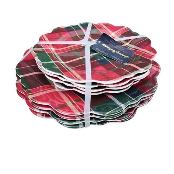 Tommy Bahama | Dining | Tommy Bahama Set Of 8 Red Tartan Plaid Melamine ...